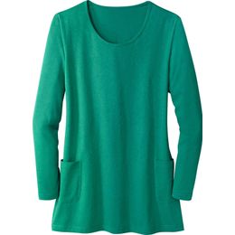 WITT Damen Longshirt mit aufgesetzten Taschen, smaragd, Gr&ouml;&szlig;e 46