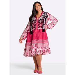 sheego loves miss goodlife Damen Stufenkleid in Kniel&auml;nge, hummer-schwarz-bedruckt, Gr&ouml;&szlig;e 42