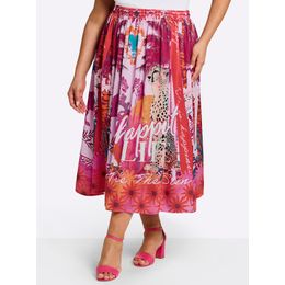sheego loves miss goodlife Damen Schlupfrock im Multicolor-Print, ros&eacute;-orange-bedruckt, Gr&ouml;&szlig;e 40