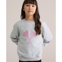 WE Fashion Sweatshirt M&auml;dchen Gr&ouml;&szlig;e 122/128 graumeliert / pink