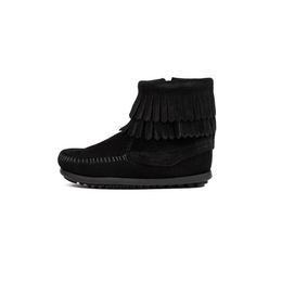 Minnetonka Stiefel 'Double fringe' Jungen Gr&ouml;&szlig;e 35 schwarz