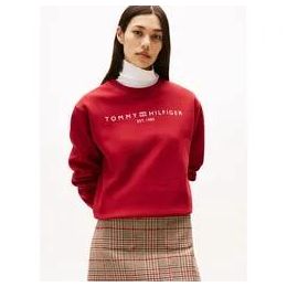 Sweatshirt Tommy Hilfiger "MDRN REG CORP LOGO C-NK SWTSHRT", Damen, Gr. XXXL(46), rot (regatta rot), Sweatware, Obermaterial: 63% Baumwolle, 37% Polyester, unifarben, regular fit h&uuml;ftlang, Rundhals, Rippb&uuml;ndchen, Sweatshirts Sweatshirt, mit Logoschriftzug