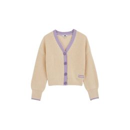 We Fashion Strickjacke M&auml;dchen Gr&ouml;&szlig;e 122/128 beige / helllila