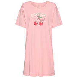 Vivance Nachthemd Damen Gr&ouml;&szlig;e XS rosa / blutrot / wei&szlig;