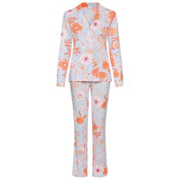 s.Oliver Pyjama Damen Gr&ouml;&szlig;e XS hellblau / orange / pink / wei&szlig; Winterkleid