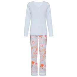 s.Oliver Pyjama Damen Gr&ouml;&szlig;e XS himmelblau / orange / pink / wei&szlig; Winterkleid