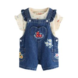 next Set girl size 110 Cream / Blue denim / Red / White