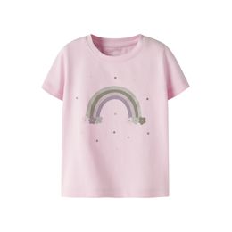 name it T-Shirt 'NMFDOTTAS' M&auml;dchen Gr&ouml;&szlig;e 122/128 oliv / dunkellila / rosa / silber