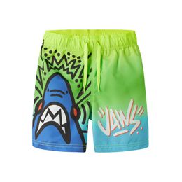 name it Badeshorts 'NKMMAGNUS JAWS' Jungen Gr&ouml;&szlig;e 128 blau / limone / hellgr&uuml;n / schwarz