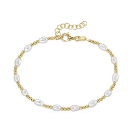 Smart Jewel Damen Armband "mit Kugeln und S&uuml;&szlig;wasser-Perlen, Silber 925", 19cm, Silber 925 (Sterlingsilber), wei&szlig;, Silber 925 (Sterlingsilber),