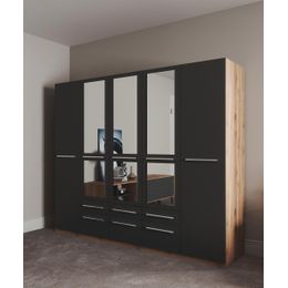 Kleiderschrank Priess, B:230cm H:193cm T:54cm, schwarz, Holzwerkstoff, Schlafzimmer, Schr&auml;nke, "Schrank Garderobe W&auml;scheschrank Barcelona in 5