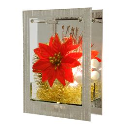 LED-Dekofigur I.GE.A., B:16cm H:21cm, rot, Glas, Dekofiguren, "Dekoobjekt aus Glas mit LED Licht", Mit Weihnachtsstern Engelshaar Tannengr&uuml;n