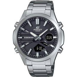 CASIO EDIFICE Damen Chronograph, silber, Armbanduhren, Quarzuhr, Armbanduhr, Herrenuhr, Edelstahlarmband, analog, digital