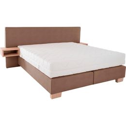 Boxspringbett Alina, B:287cm L:213cm, braun, Microfaser GDU (100% Polyester), Jugendzimmer, Komplettbetten, "Daria", integrierte Nachttische und