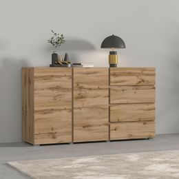 Sideboard OTTO HOME, B:138cm H:78,3cm T:40cm, braun, FSC-zertifizierter Holzwerkstoff, Melamin, Metall, Wohnzimmer, Sideboards, "Metric,Breite 138