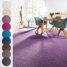 ANDIAMO Teppichboden "Sophie, Frisee-Velours, Made in Netherlands", B : 400cm 1 Stk., 12mm, L: 600cm, lila, Schlafzimmer, Teppiche, Uni Farben,