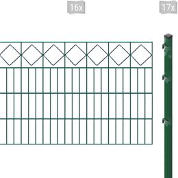 Arvotec Doppelstabmattenzaun "ESSENTIAL 80 zum Einbetonieren "Karo" mit Zierleiste", H/L: 80cm x 32m, Pfosten: 17 Stk., gr&uuml;n, Zaunelemente, Zaunh&ouml;he