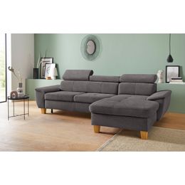 Ecksofa, B:280cm H:79cm T:167cm, grau, exxpo - SOFA FASHION, Luxus-Microfaser Vintageoptik (100% Polyester);Webvelours (92% Polyester, 8% Nylon),