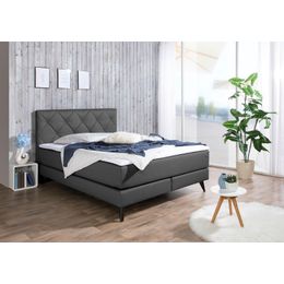 Boxspringbett Maintal, grau, Topperbezug Microfaser aus 100% Polyester;Bezug der Spiegelfl&auml;che Matratzendrell aus 100% Polyester;Strukturstoff-Bezug