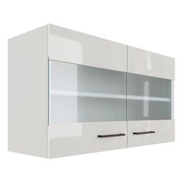 Glash&auml;ngeschrank Flex-Well, B:100cm H:54,8cm T:32cm, grau, Holzwerkstoff, K&uuml;che, Schr&auml;nke, "Lund", (B x H x T) 100 x 54,8 x 32 cm, individuell