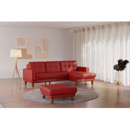 Sit & More Ecksofa SIT & MORE, B:279cm H:90cm T:167cm, rot, 100% Polyuretan, Wohnzimmer, Sofas, "Orient 5 L-Form", mit Strass-Stein, wahlweise mit Bettfunktion