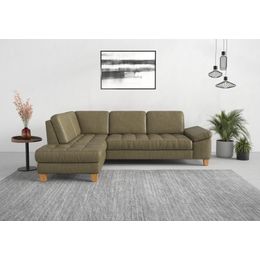 Sit & More Ecksofa SIT & MORE, B:261cm H:88cm T:179cm, gr&uuml;n, 100% Polyester, Wohnzimmer, Sofas, "Westham L-Form", mit Ottomane, mit oder ohne Bettfunktion,