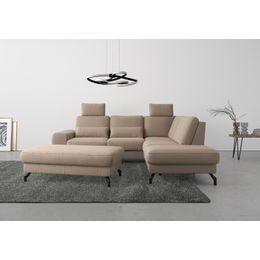 Sit & More Ecksofa SIT & MORE, B:260cm H:88cm T:226cm, grau, Wohnzimmer, Sofas, "Cinturo L-Form", inklusive Sitztiefenverstellung und Federkern, Sitzh&ouml;he 45 cm