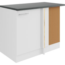 Eckunterschrank Optifit, B:100cm H:84,8cm T:60cm, wei&szlig;, Holzwerkstoff, K&uuml;che, Schr&auml;nke, "Bella", Breite 100 cm, T&uuml;ranschlag wechselbar