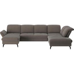 Sit & More Wohnlandschaft SIT & MORE, B:363cm H:88cm T:242cm, braun, 100% Polyester, Sofas, "Leandro U-Form", Wahlweise mit Bett-, Kopfteil - und
