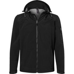 DEPROC Active Herren Softshelljacke "DEXTER PEAK MEN", schwarz, Gr. 48, 96% Polyester; 4% Elastan mit TPU Membrane, Jacken, mit abnehmbarer Kapuze