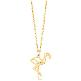 JULIE JULSEN Damen Kette mit Anh&auml;nger "925/- Sterling Silber vergoldet Flamingo", 40cm, Silber 925 (Sterlingsilber), L: 40 B: 11mm, gold, Silber 925