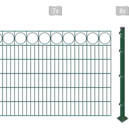 Arvotec Doppelstabmattenzaun "ESSENTIAL 120 zum Aufschrauben "Ring" mit Zierleiste", H/L: 120cm x 14m, Pfosten: 8 Stk., gr&uuml;n, Zaunelemente, Zaunh&ouml;he