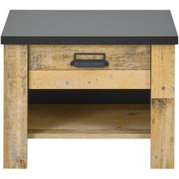 Nachtkommode Home Affaire, B:60cm H:46cm T:39cm, braun, Sideboards, "SHERWOOD", mit Apothekergriff aus Metall, Schubkasten "Soft close", Breite 60 cm