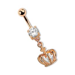 Adelia&acute;s ADELIA ́S Damen Bauchnabelpiercing "Piercing Piercing Bauchnabelpiercing", gold, Chirurgiestahl, Piercings, 316l Stahl Banane - Anh&auml;nger mit Krone -