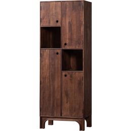 Mehrzweckschrank Woood, B:75cm H:210cm T:45cmbraun, Massivholz, K&uuml;che, Schr&auml;nke, "Woood STAES STAUSCHRANK MANGO HOLZ WALNUSS", schmaler Hochschrank