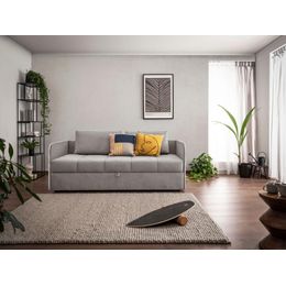 Schlafsofa Alina, B:209cm H:73cm T:95cm, grau, Chenille EQE (100% Polyester), Jugendzimmer, Sofas, "Marla", inkl. Stauraum und 2 R&uuml;ckenkissen