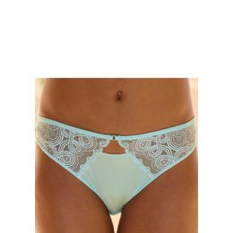 Lascana Damen Tanga, Gr. 48, blau, Microfaser, Obermaterial: 89% Polyamid, 11% Elasthan, Unterhosen, mit extravaganten Spitzeneins&auml;tzen