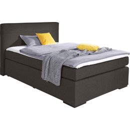 Boxspringbett Alina, B:153cm L:214cm, braun, Feinstruktur TRA (100% Polyester), Jugendzimmer, Komplettbetten, "Nikki", inklusive Matratze und Topper,