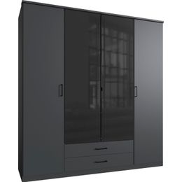 Dreht&uuml;renschrank wimex, B:180cm H:198cm T:58cm, schwarz, Spanplatte, Schr&auml;nke, "Soest", mit Farbglas-T&uuml;r, wahlweise 135 oder 180cm breit
