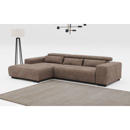Ecksofa COTTA, B:304cm H:71cm T:186cm, grau, 96% POLYESTER (PES) / 4% POLYAMID (PA), Wohnzimmer, Sofas, "Side L-Form, mit Kopfteilverstellung & 3