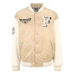 Fubu Damen Collegejacke "Fubu Herren FM231-003-2 Fubu College Shiny Varsity Jacket"sand, sanftes wei&szlig;, Gr. M, mehrfarbig, 100% Polyamid, Jacken