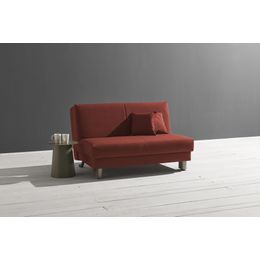ell+ell Schlafsofa ELL + ELL, B:145cm T:100cm, rot, Jugendzimmer, Sofas, "Enny", Liegefl&auml;che Breite 120 oder 140 cm, Liegeh&ouml;he 45 cm, F&uuml;&szlig;e alufarben