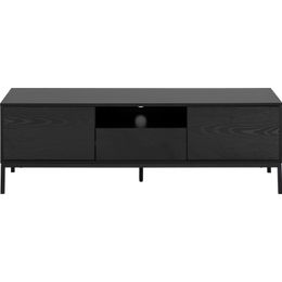 TV-Schrank ACTONA GROUP, B:140cm H:45cm T:40cm, schwarz, MDF, Metall, Wohnzimmer, Schr&auml;nke, 1 Schublade, 1 offenem Fach und 2 geschlossenen F&auml;chern,
