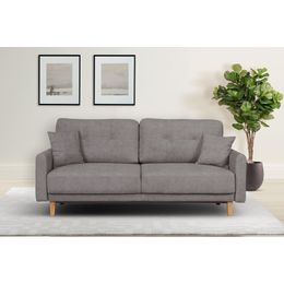 2-Sitzer Home Affaire, B:165cm H:89cm T:100cm, grau, 100% Polyester, Sofas, "TRIPLO mit Wellenunterfederung, Ma&szlig;e B/T/H: 165/100/89 cm", Sofa mit