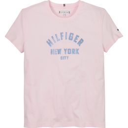 Tommy Hilfiger M&auml;dchen T-Shirt "HILFIGER GRAPHIC T-SHIRT", rosa, Gr. 7, unifarben, Single Jersey, Obermaterial: 100% Baumwolle, Shirts, f&uuml;r Kinder