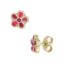 Jobo Damen Paar Ohrstecker "Blume", 6,6mm, Gelbgold 333, gold, Gelbgold 333, Ohrringe, 333 Gold mit Glassteinen