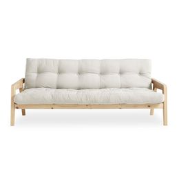 Schlafsofa Karup Design, B:204cm H:40cm T:90cm, beige, Jugendzimmer, Sofas, Mit Holzstruktur, inkl. Futonmatratze, Liegefl&auml;che 130x190 cm