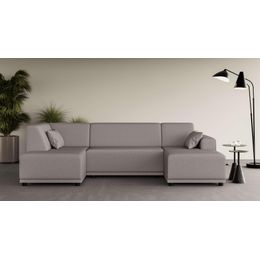 Wohnlandschaft Home Affaire, B:296cm H:80cm T:162cm, grau, 100% Polyester, Sofas, "TAMMO", U-Form
