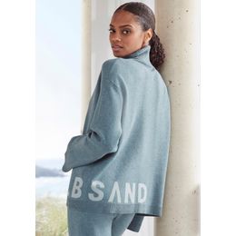 ELBSAND Damen Sweater, Gr. 48, blau, Feinstrick, Obermaterial: 50% Viskose, 28% Polyester, 22% Polyamid, meliert, Sweatshirts, Rollkragenpullover aus