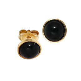 Jobo Damen Paar Ohrstecker "Ohrringe mit Onyx", 6,8mm, Gelbgold 333, gold, Gelbgold 333, Ohrringe, 333 Gold